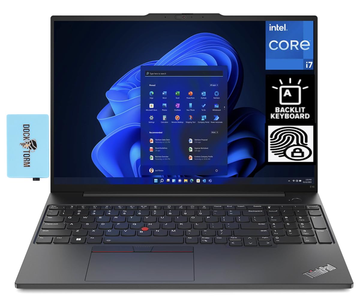 Lenovo ThinkPad E16 Gen 1 16.0" FHD IPS + WVA Business Laptop (Intel i7-1355U 10-Core, 24GB RAM, 512GB PCIe SSD, Intel Iris Xe, WiFi 6, Backlit KYB, FP Reader, BT 5.2, Thunderbolt 4, Win11P) w/Hub