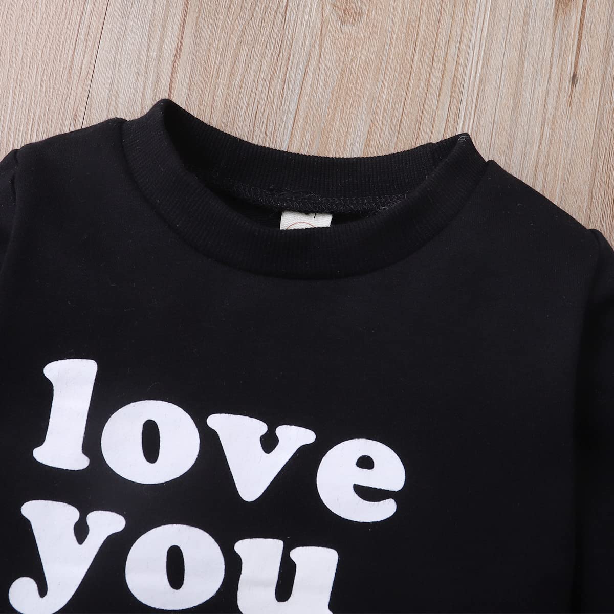 CIYO Valentine's Day-Toddler Baby Boy Girls Clothes Letter Printed Long Sleeve Pullover Sweatshirt Shirt Sweater Tops black 2-3T