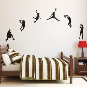 ipovo vinyl wall sticker decal for boy basketball wall decor posters murals window clings stickers decal for children nursery living room ,bedroom, black