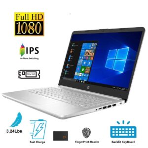 2022 New HP Flagship 14 Laptop: 14" FHD IPS Display, Dynamic 4-Core Intel i3-1125G4(Upto 3.7GHz), 8GB RAM, 256GB SSD, UHD Graphics, Backlit-KYB, FP-Reader, WiFi, Fast Charge, HDMI, USB-C, Win10S, TF