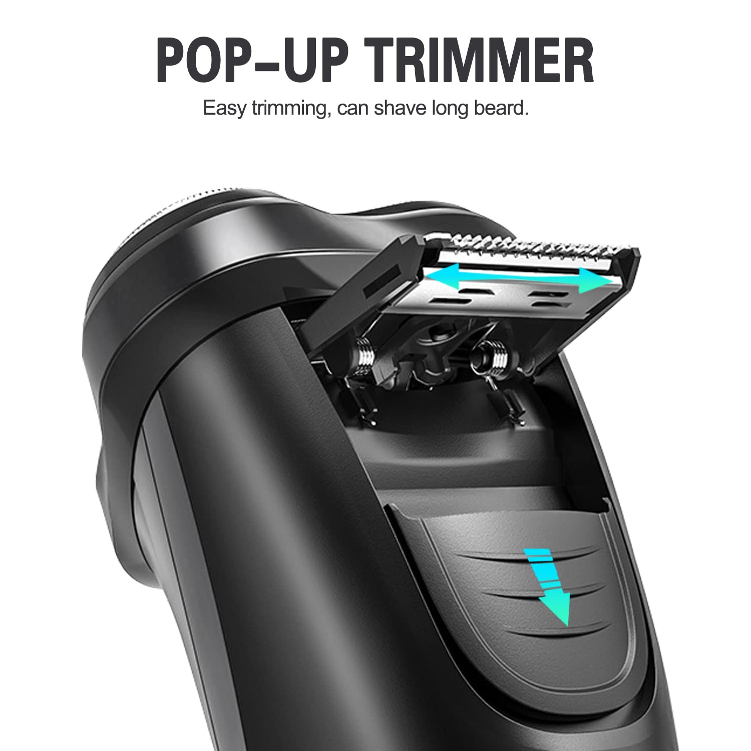 Men's Electric Shaver, Rechargeable Rotary Razor with Pop-up Sideburn Trimmer and LCD Power Indicator, Fast Charging, Compact Wet and Dry Shaver