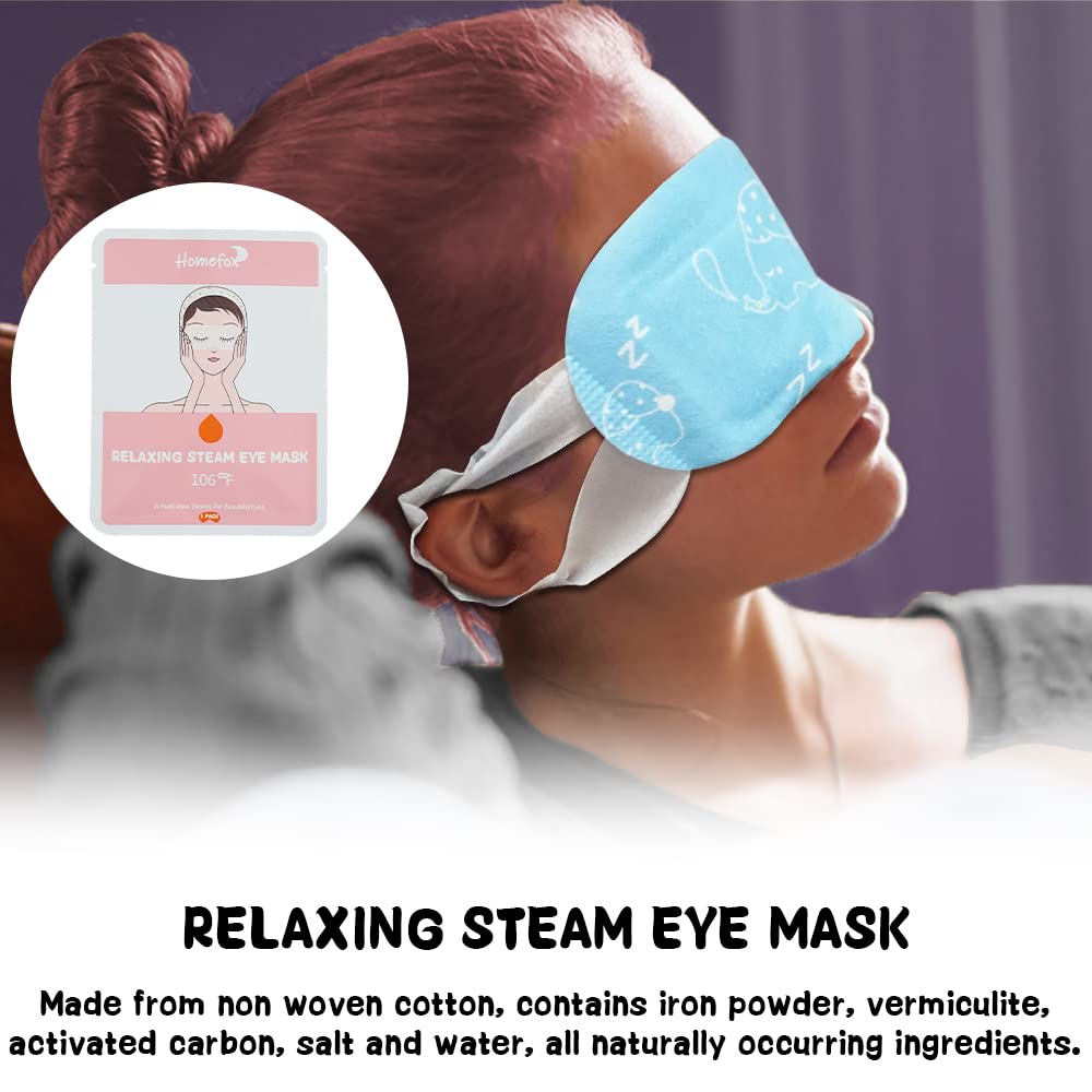 HOMEFOX 16 Pack Steam Eye Mask for Dry Eye Care - Bulk Disposable Heating Eye Mask for Dark Circles and Puffiness Relief Soothing Moisturizing Warm Eyes Care Pads Relax Therapy, Fragrance Free