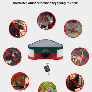 Solar Sound Light Alarm: 360°Motion Alarm Solar Strobe Light with Remote Controller, 129db Siren Sound Motion Detector IP65 Waterproof 4 Work Mode for Home, Farm, Barn, Yard, Chicken (Green+Red)