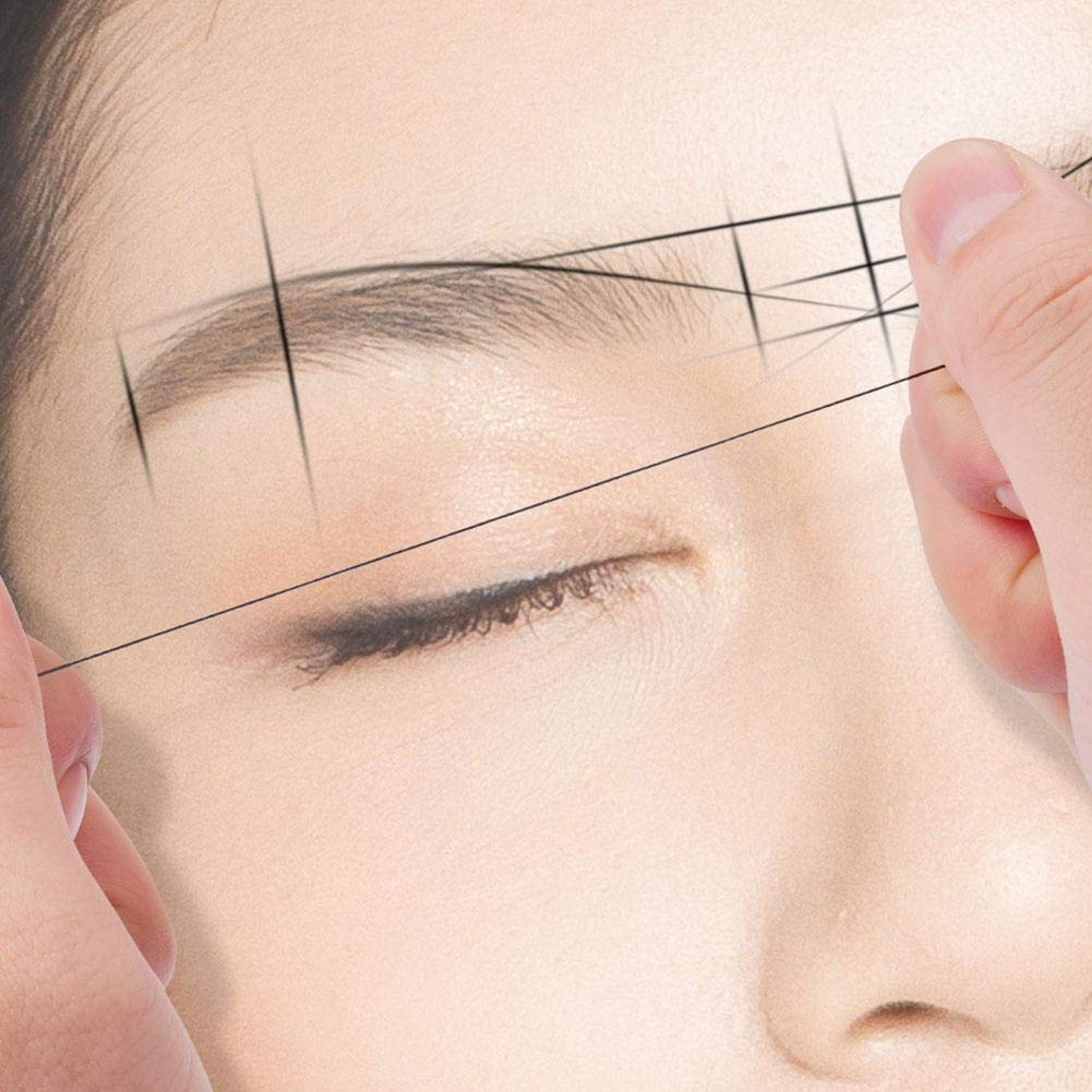 2 Boxes Pre-inked Eyebrow Mapping Marker 10m Black White Ink Eyebrow Thread Line Tattoo Brows Point Thread Marker Measuring Tool for Marking Symmetrical Eyebrows