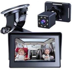 baby car mirror baby rear facing seat camera, baby car seat mirror camera with wide crystal clear view monitor, great night vision, adjustable sucker bracket, easily observe the baby's move