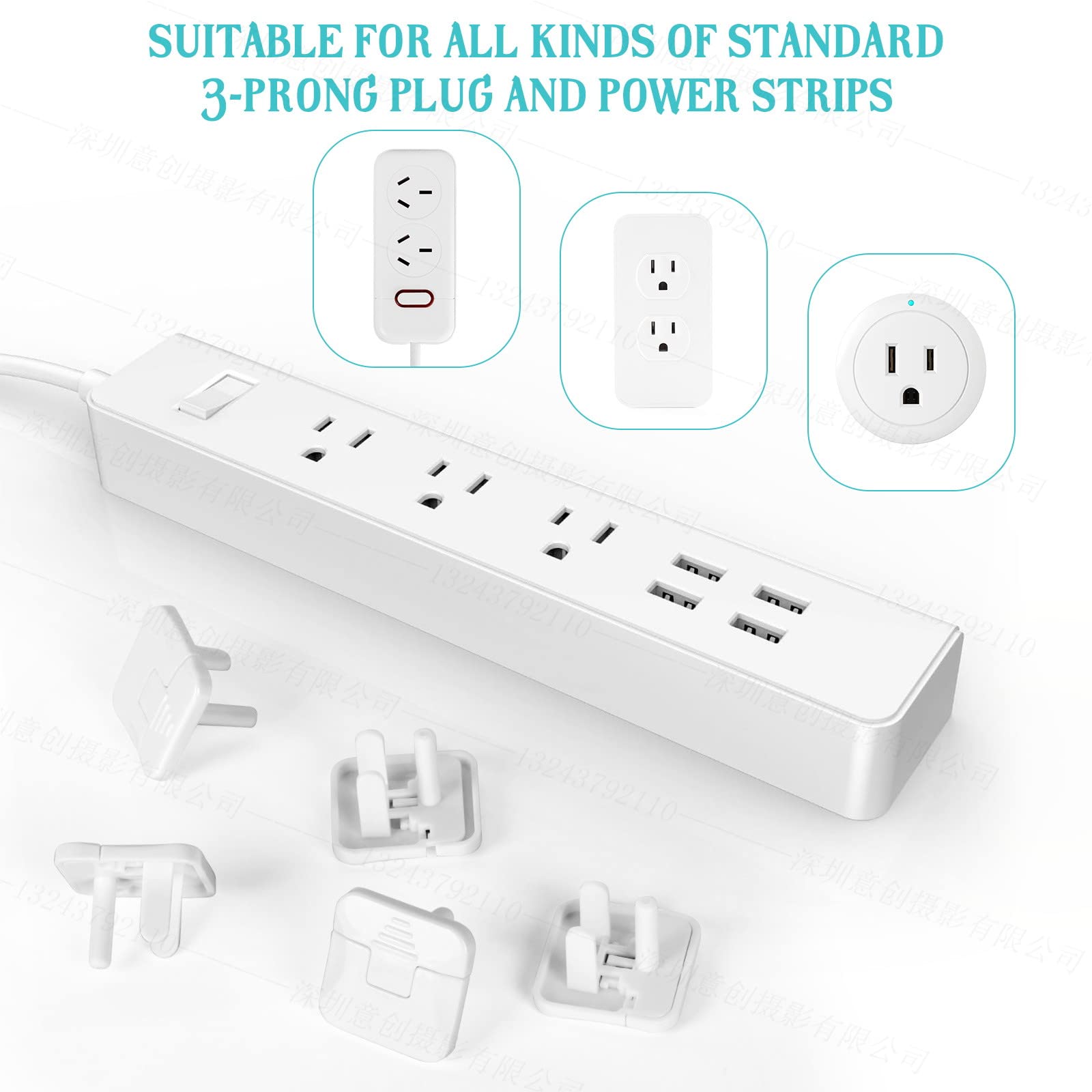 40 Pack Outlet Covers Baby Proofing, Child Safety Plug Covers for Electrical Outlets, White Square Socket Covers for Outlets with Hidden Handle, for Kids Toddler Protection