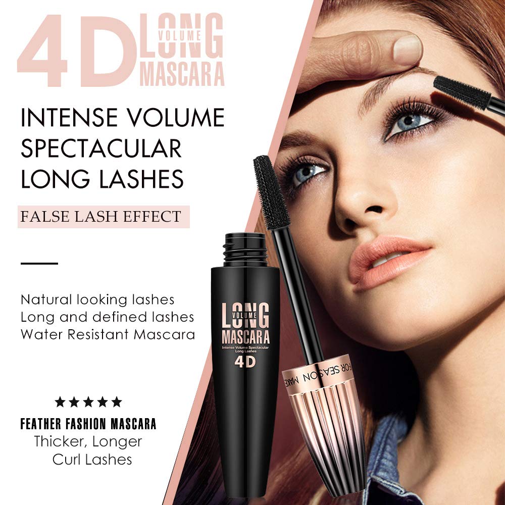 moulis 4D Silk Fiber Mascara, Natural Waterproof And Long Lasting Mascara, Plump And Enlarge Eyelashes, Smudge Proof And Lengthen Eyelashes, Lasting All Day