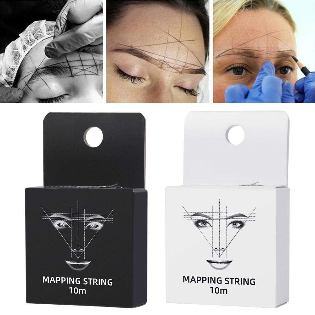 2 Boxes Pre-inked Eyebrow Mapping Marker 10m Black White Ink Eyebrow Thread Line Tattoo Brows Point Thread Marker Measuring Tool for Marking Symmetrical Eyebrows