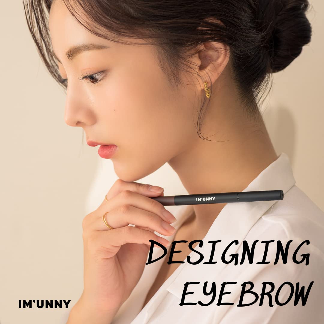 IM UNNY Designing Eyebrow Pencil with Brush (Brown), Waterproof, Ultra-Triangle Tip to draw Precise hair-like stroke, Longwearing, Soft texture with Natural colors for Daily look, Korean Makeup