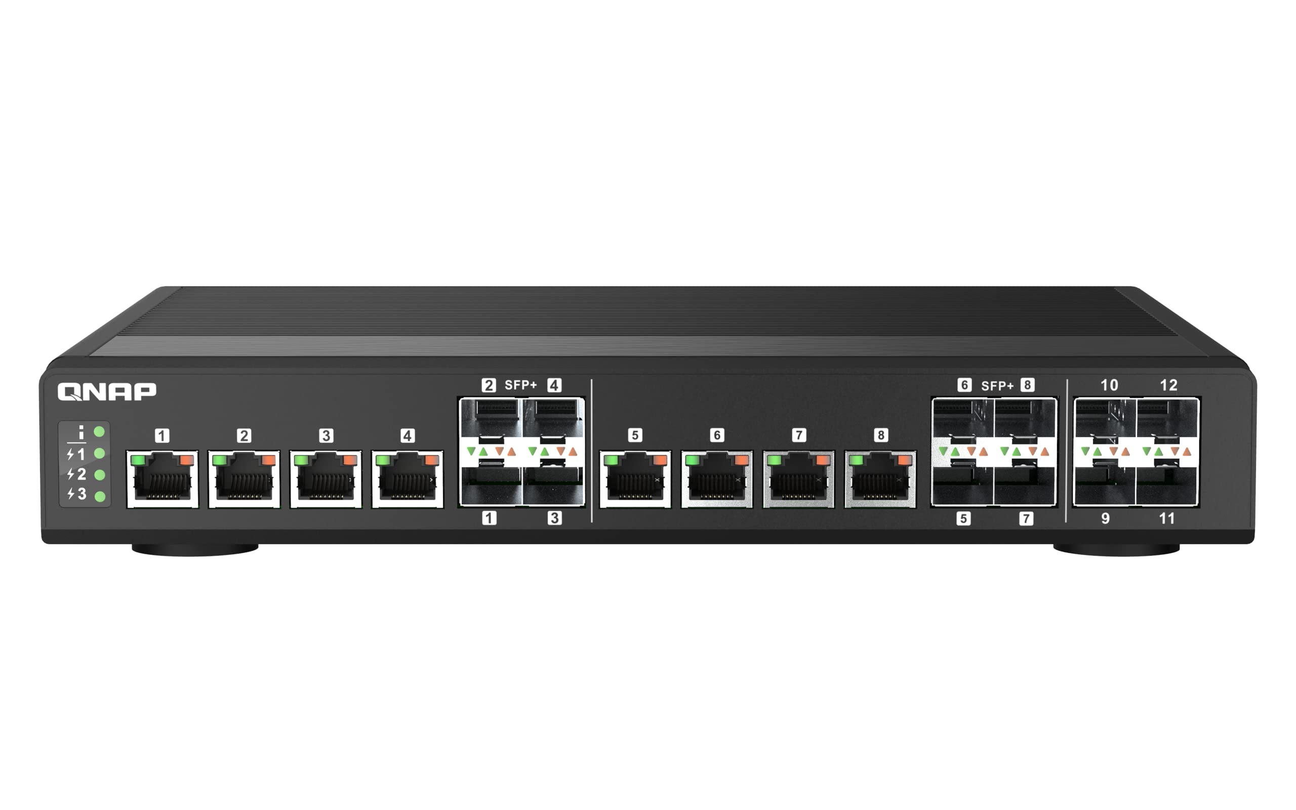 QNAP 12-Port Industrial-Grade 10GbE Layer 2 Managed Switch with 8 x 10GbE Combo and 4 x 10GbE SFP+ Ports (QSW-IM1200-8C-US)