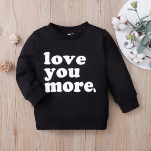 CIYO Valentine's Day-Toddler Baby Boy Girls Clothes Letter Printed Long Sleeve Pullover Sweatshirt Shirt Sweater Tops black 2-3T