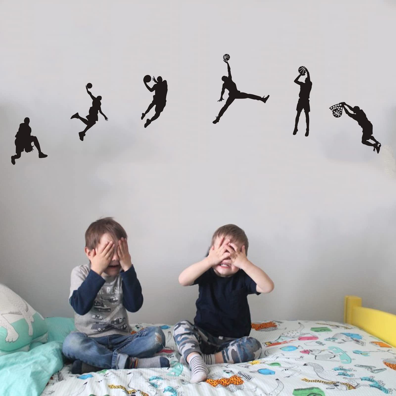 IPOVO Vinyl Wall Sticker Decal for Boy Basketball Wall Decor Posters Murals Window Clings Stickers Decal for Children Nursery Living Room ,Bedroom, Black