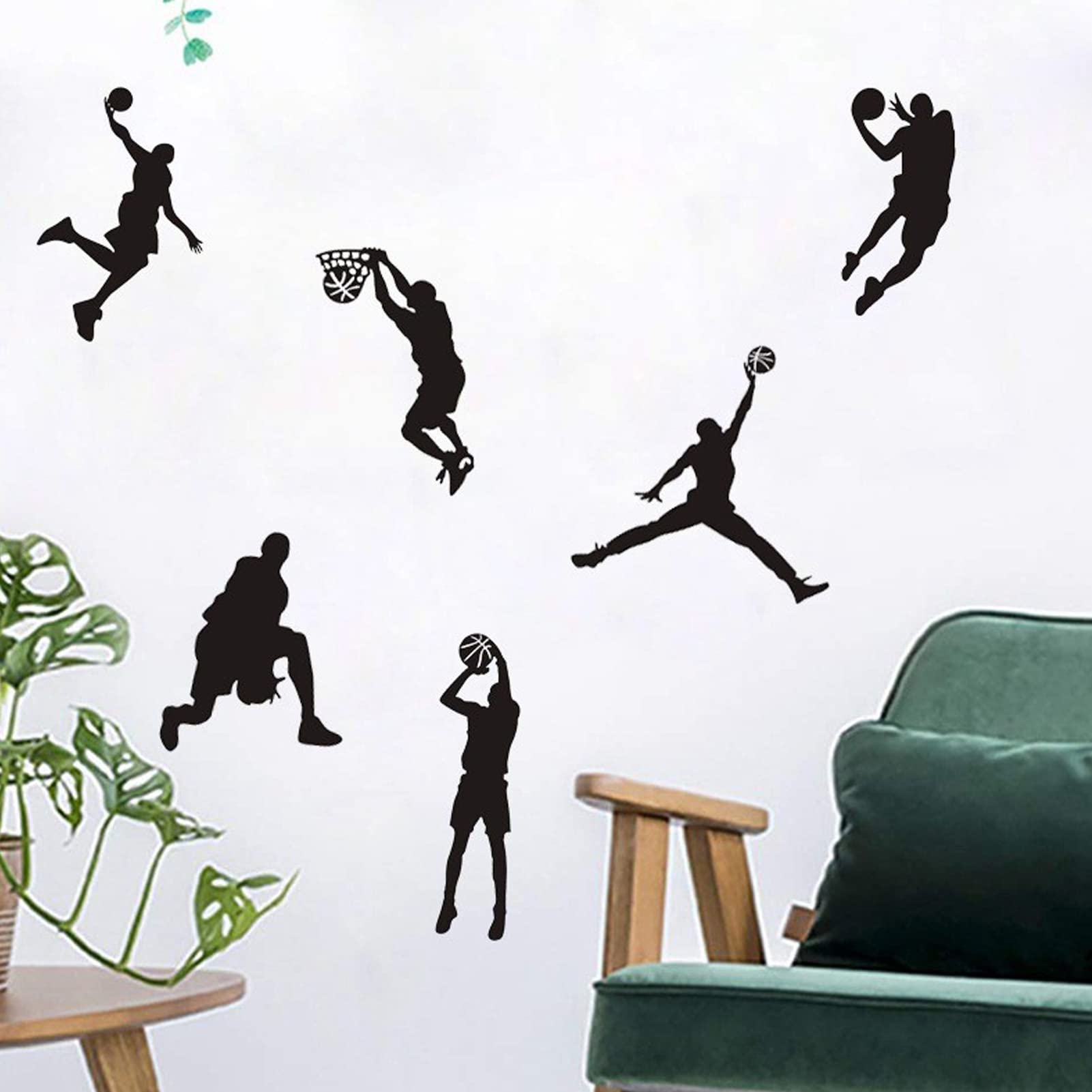 IPOVO Vinyl Wall Sticker Decal for Boy Basketball Wall Decor Posters Murals Window Clings Stickers Decal for Children Nursery Living Room ,Bedroom, Black