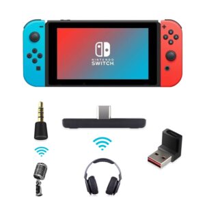 kvemaut bluetooth adapter compatible with nintendo switch/lite, pc/laptop/tv/ps4/ps5, usb-c wireless audio transmitter with aptx-ll, low latency converter connecting for headphone speakers (black)