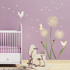 wondever fairy dandelion wall stickers elf fairy peel and stick wall art decals for baby nursery girls bedroom playroom