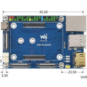 Mini IO Base Board for Raspberry Pi Compute Module 4 CM4, Onboard Multi Interfaces for Evaluating The Raspberry Pi CM4 Or Being Integrated Into End Products