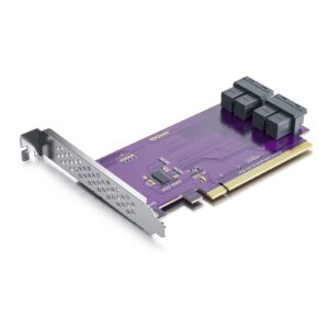 pcie to sff-8643 adapter for u.2 ssd, x16, (4) sff-8643，requires motherboard bios support for bifurcation. support windows 10/2016/2019, rehl/cent0s 7/8, vmware esxi 6/7, ubuntu linux 18/20/21, etc.