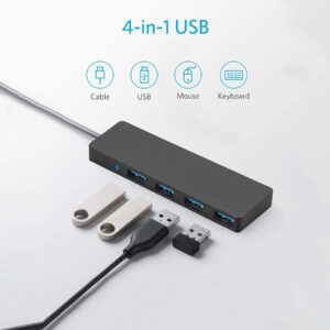 Dogfish 4 Port USB 3.0 Hub, Ultra-Slim Portable Data USB Hub with Extended Cable for iMac Pro, MacBook Air, Mac Mini/Pro, Surface Pro, Laptop, USB Flash Drives, Mobile HDD