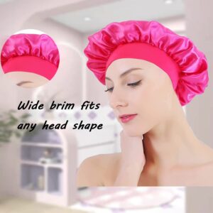 Hair Bonnets for Curly Hair and Sleeping for Women, Satin Sleep Cap, Silk Bonnet with Elastic Soft Band Big Bonnet (4 Pcs).