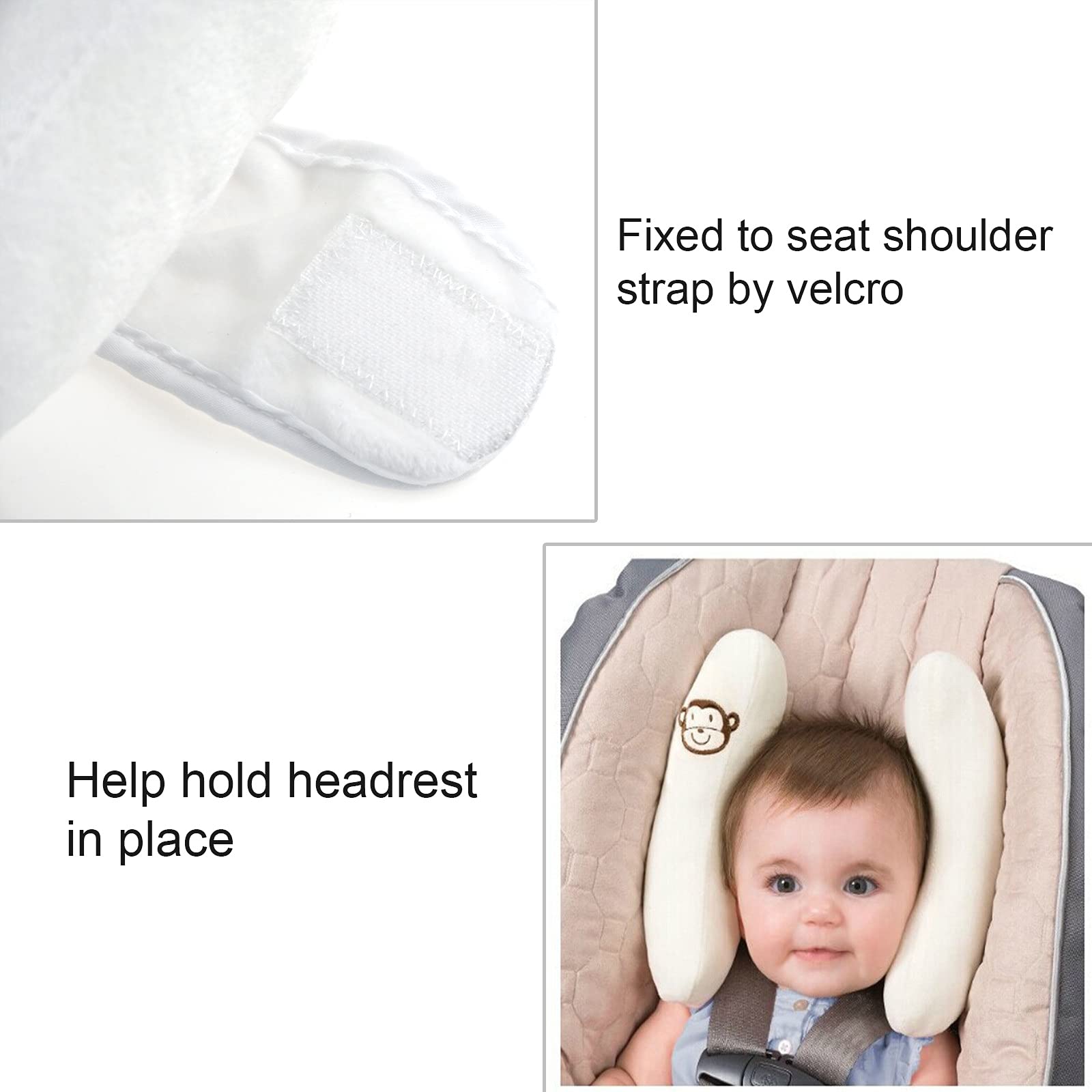 Debaishi Adjustable Baby Headrest Stroller Safety Pillow,Soft Head Neck Support, Best Headrest for Car Seat,Banana U-Shape Children Travel Headrest Head Protection Pillow