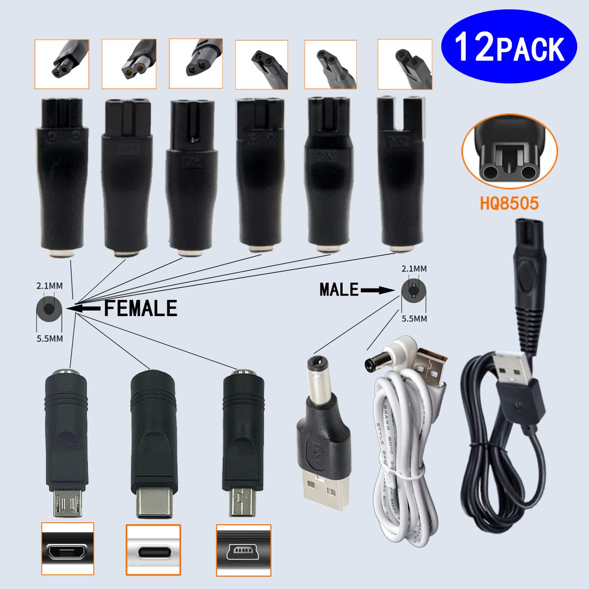 rgzhihuifz USB Adapter is Suitable for a Variety of Electric Hairdressers, shavers, Beauty Instruments, purifiers, Table Lamps and Others 5521 Adapter，Charging Adapter for Various Small appliances…