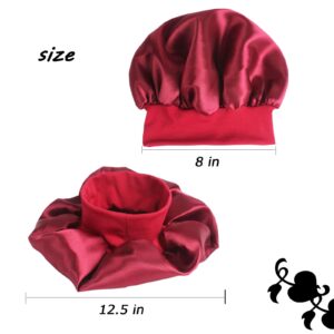 Hair Bonnets for Curly Hair and Sleeping for Women, Satin Sleep Cap, Silk Bonnet with Elastic Soft Band Big Bonnet (4 Pcs).