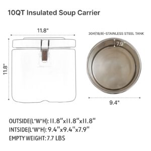 FORCOOK Insulated Soup Carrier Coolers for Food 2.5 Gallon Commercial Food Warmer Hot Box for Food Storage Hot Box Food Warmer for Parties with 18/8 Stainless Steel Liner Leak-Proof Red