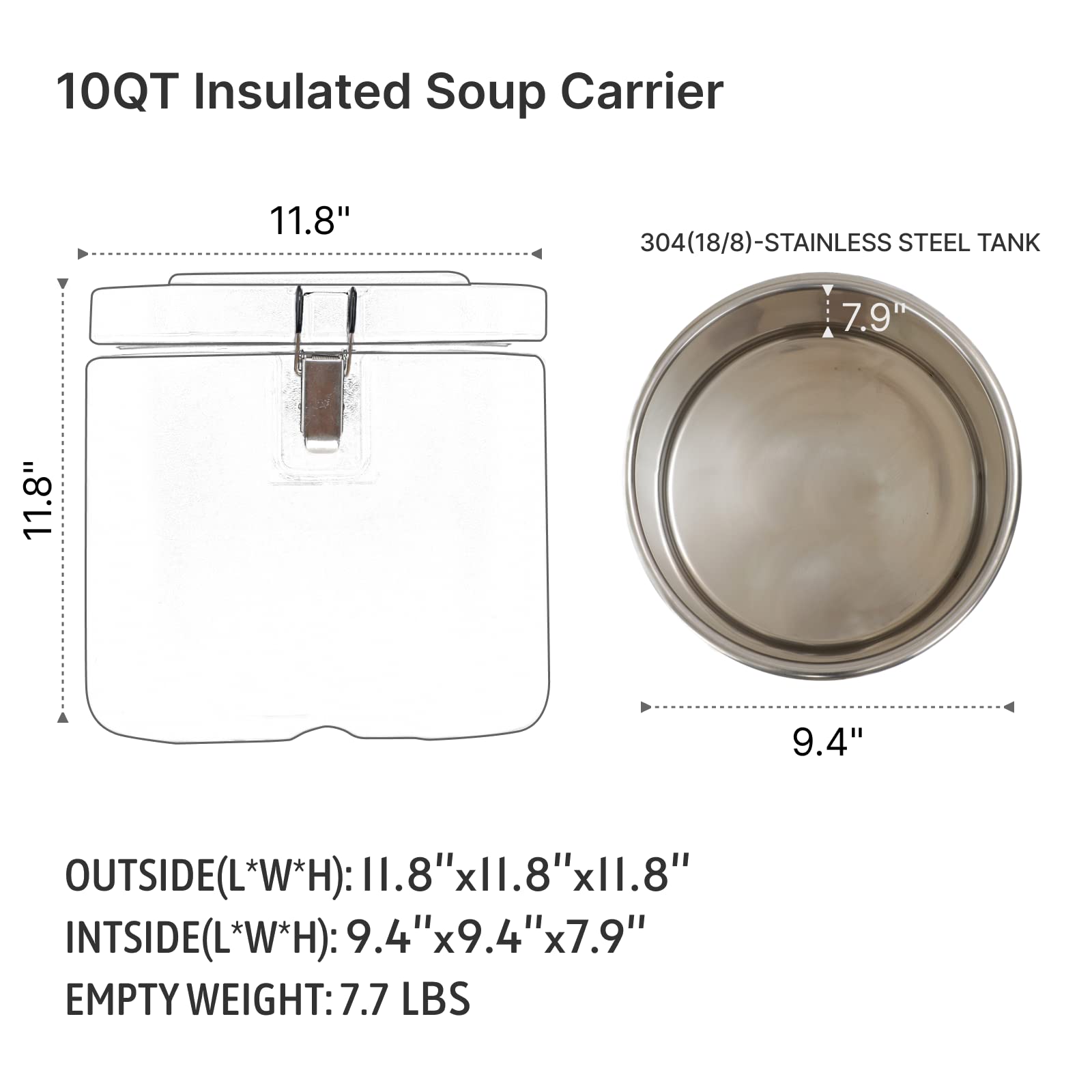 FORCOOK Insulated Soup Carrier Coolers for Food 2.5 Gallon Commercial Food Warmer Hot Box for Food Storage Hot Box Food Warmer for Parties with 18/8 Stainless Steel Liner Leak-Proof Red