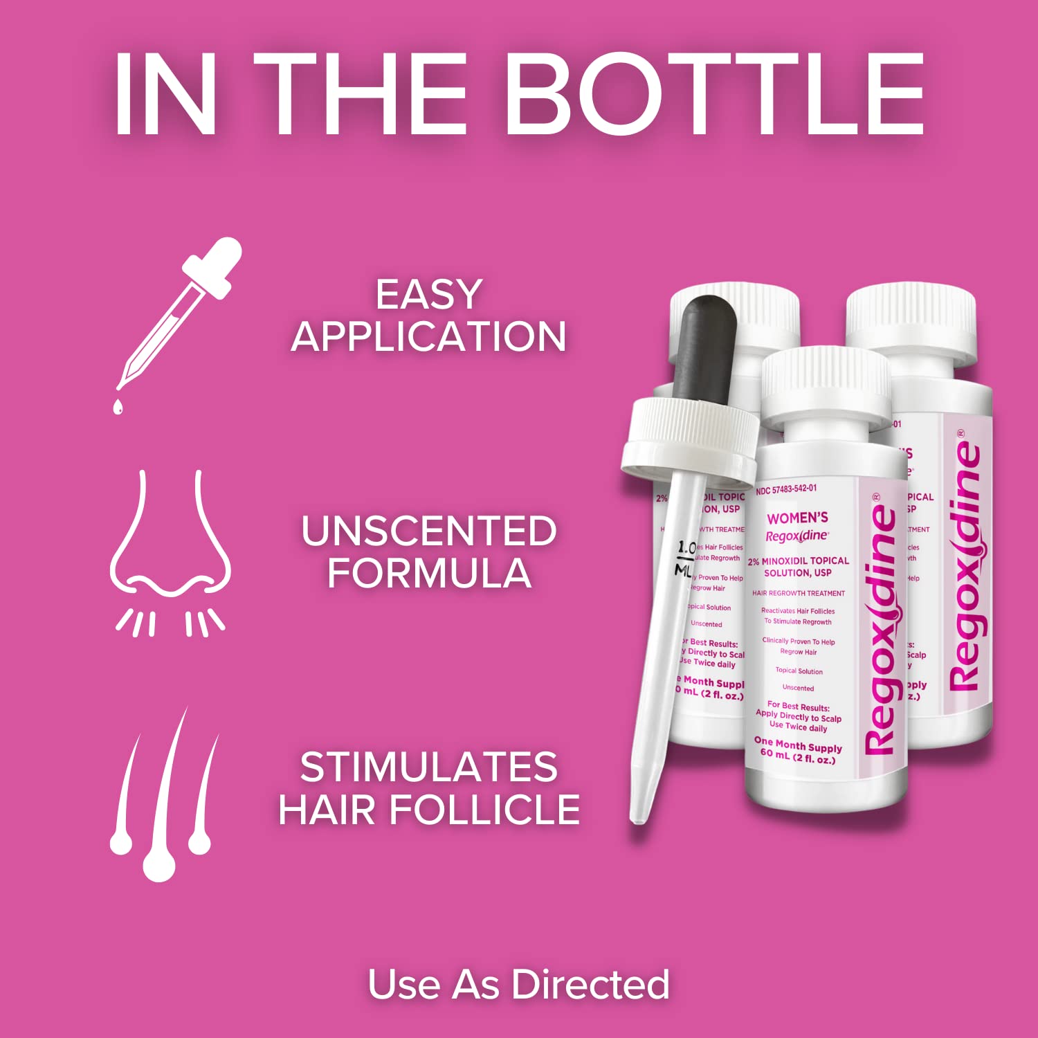 Regoxidine Women's Minoxidil Topical & Foam Helps Restore Top of Scalp Hair Loss and Support Hair Regrowth with Unscented Topical Treatment for Thinning Hair (2% Topical 3-Month Supply)