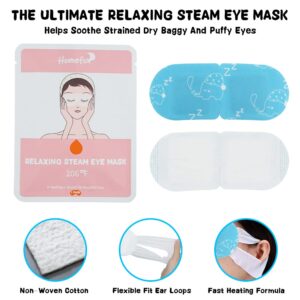 HOMEFOX 16 Pack Steam Eye Mask for Dry Eye Care - Bulk Disposable Heating Eye Mask for Dark Circles and Puffiness Relief Soothing Moisturizing Warm Eyes Care Pads Relax Therapy, Fragrance Free