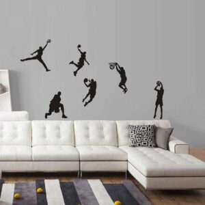 IPOVO Vinyl Wall Sticker Decal for Boy Basketball Wall Decor Posters Murals Window Clings Stickers Decal for Children Nursery Living Room ,Bedroom, Black