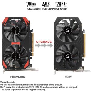 SAPLOS GTX 1050 Ti Gaming Graphics Card, 4GB, 128 Bit, GDDR5, DisplayPort HDMI DVI, Computer GPU, PC Video Cards, Dual Air Cooling, PCI Express x16 3.0, DirectX 12, 8K Displays Support