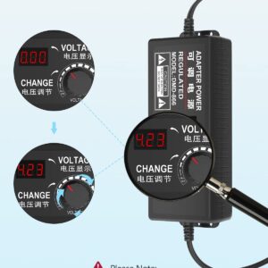 Aclorol Universal Power Supply 4V-24V 5A 120W Adjustable AC/DC Power Adapter 100-240V AC to DC 24V 19V 12V 5V 9V 6V 5A 4A Mulit-Voltage Variable Switching Converter with Polarity Converter & 14 Tips