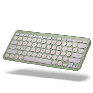 ltc mk791 multi-device bluetooth keyboard, rechargeable compact slim wireless keyboards w/ 79 keys, low-profile & colorful, for pc laptop macbook ipad smartphone tablet, green