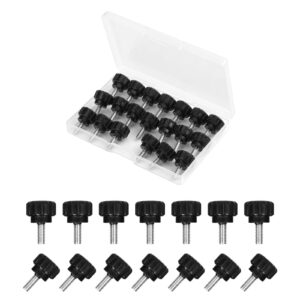 luter 20pcs m4 x 10mm carbon steel threaded knurled thumbscrew, knurled handle bolts grip mounting thumb screw knobs black round clamping screws(black)