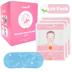 homefox 16 pack steam eye mask for dry eye care - bulk disposable heating eye mask for dark circles and puffiness relief soothing moisturizing warm eyes care pads relax therapy, fragrance free