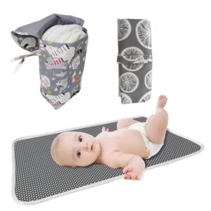 portable baby changing pad and diaper bag, amenpoki travel changing pad and diapers storage bag, foldable waterproof diaper pad for babies with stroller diaper hanging bag