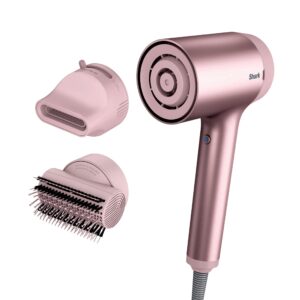 shark hd112pkbrn hyperair fast-drying hair blow dryer with iq 2-in-1 concentrator and styling attachments, auto presets, rotatable hot air brush, no heat damage, ionic, rose