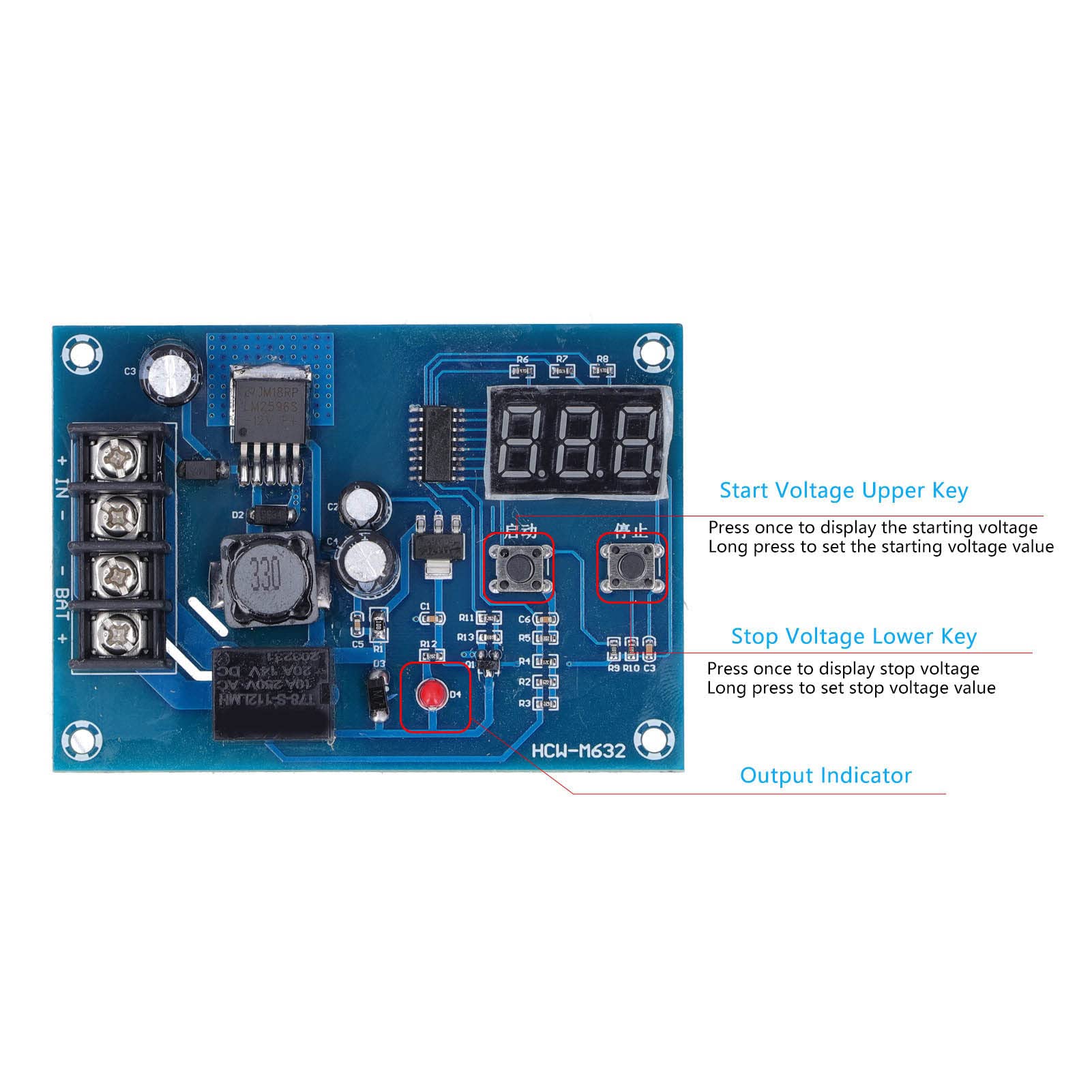 Battery Charging Control Module DC10?30V HCW-M632 Charging Control Module Controller Board for 12?24V Battery