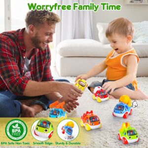 Palmatte Toy Cars for 1 Year Old Boy Gifts 6 Pack Pull Back Cars for Toddlers 1-3 Educational Baby Boy Toys for 12-18 Months Learning Car Toys for Toddlers 1-3 Best One Year Old Boy Birthday Gift