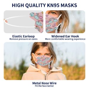 UniikStuff Kids KN95 Face Masks for Children - 50 Pack Individually Wrapped 5-Layer Multicolor Cute Print KN95 kids Disposable Face Masks with Adjustable Nose Clip Suitable for Children