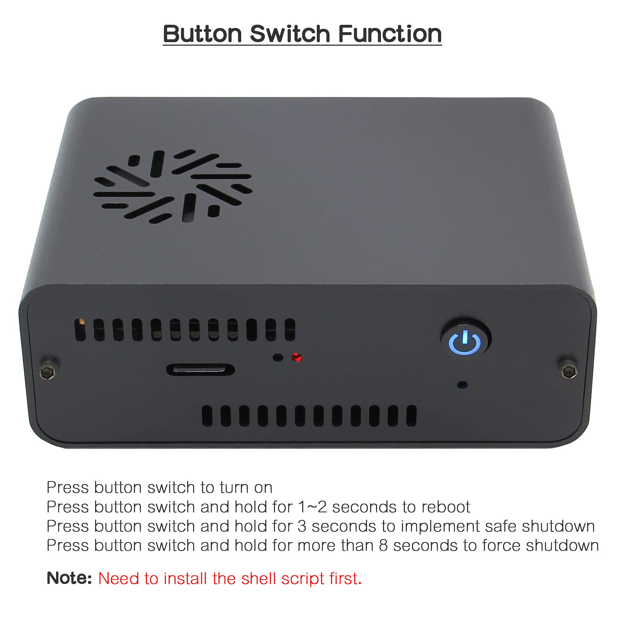 Geekworm NASPi V2.0 2.5 inch SATA HDD/SSD NAS Storage Kit + 20W 5V 4A Power Supply with Safe Shutdown Function for Raspberry Pi 4 Model B(Not Include Raspberry Pi 4)