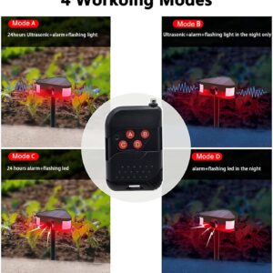 Solar Sound Light Alarm: 360°Motion Alarm Solar Strobe Light with Remote Controller, 129db Siren Sound Motion Detector IP65 Waterproof 4 Work Mode for Home, Farm, Barn, Yard, Chicken (Green+Red)