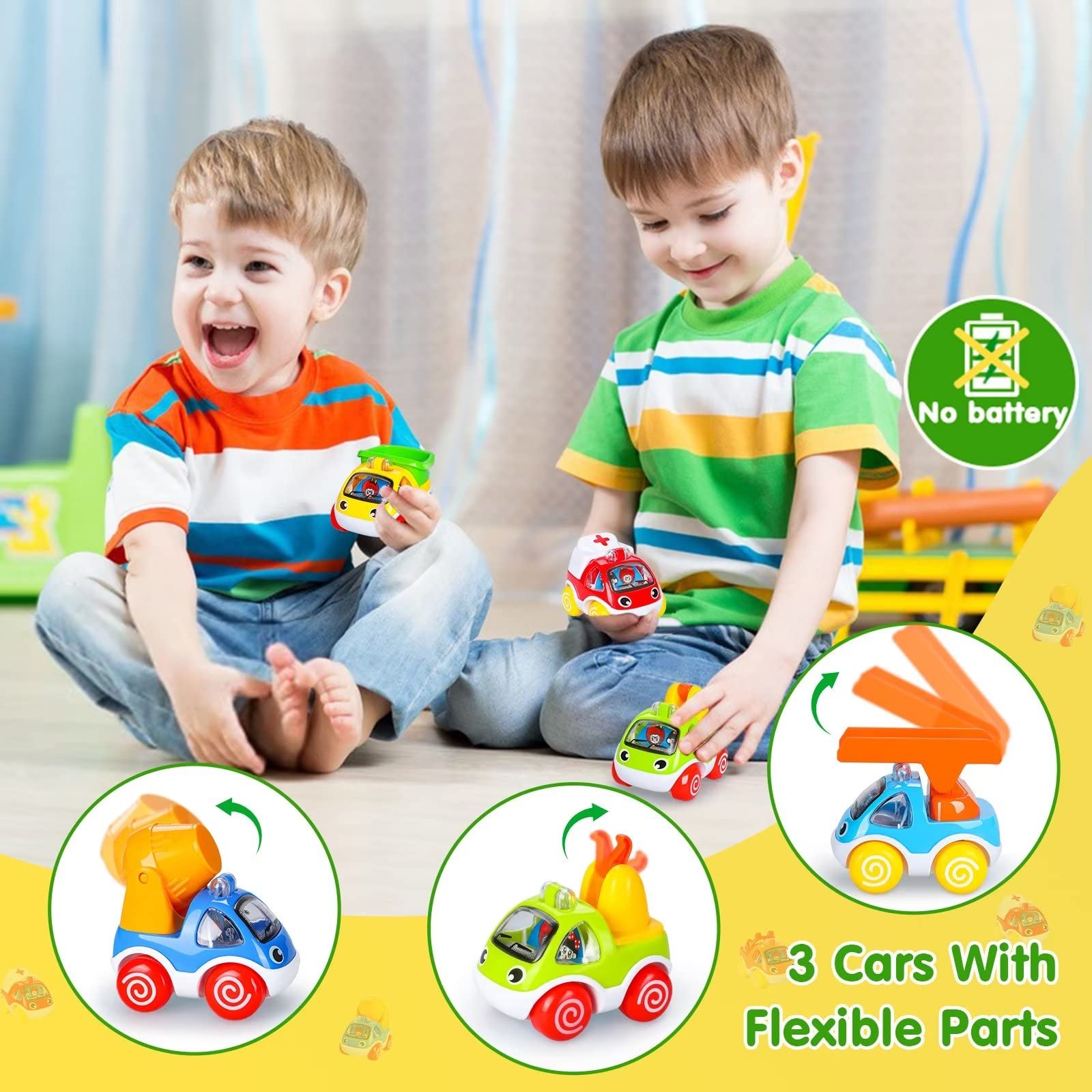 Palmatte Toy Cars for 1 Year Old Boy Gifts 6 Pack Pull Back Cars for Toddlers 1-3 Educational Baby Boy Toys for 12-18 Months Learning Car Toys for Toddlers 1-3 Best One Year Old Boy Birthday Gift