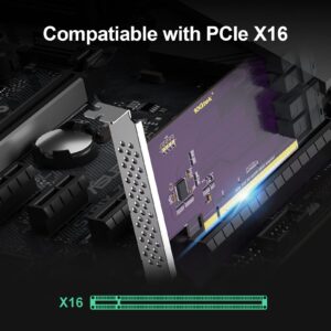 PCIe to SFF-8643 Adapter for U.2 SSD, X16, (4) SFF-8643，Requires Motherboard BIOS Support for Bifurcation. Support Windows 10/2016/2019, REHL/Cent0S 7/8, VMware ESXi 6/7, Ubuntu Linux 18/20/21, etc.