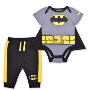 Warner Bros. The Flash, Superman, and Batman Baby Boys Short Sleeve Bodysuit and Pants Set for Newborns and Infants