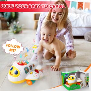 JJKIMAG Baby Toys 6 to12 Months Musical Airplane Crawling Infant Toys with Lights/Universal Moving Educational Toys for 12-18 Month Birthday Toddler Toys for 1 2 3 Year Old Boys Girls, Medium (y123)