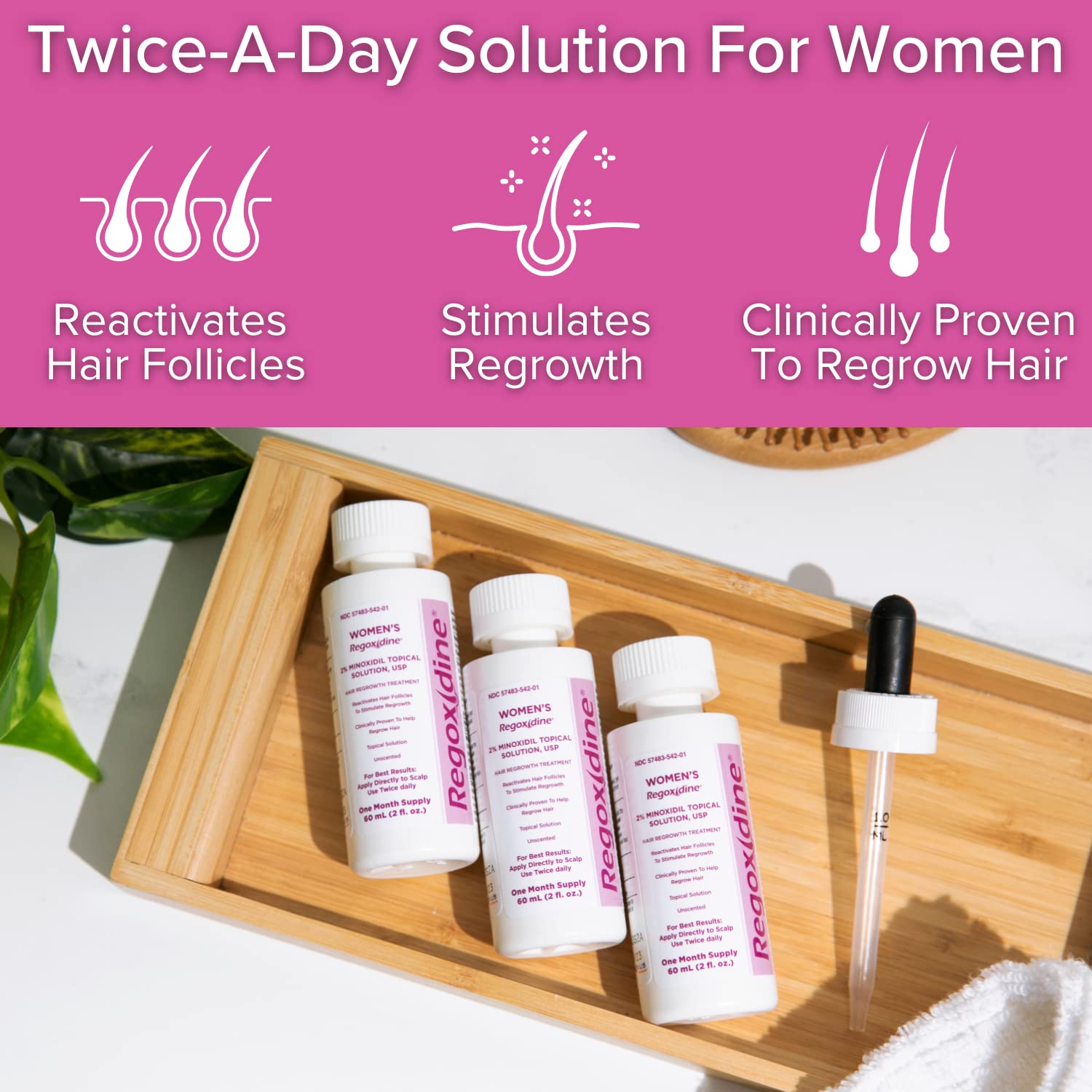 Regoxidine Women's Minoxidil Topical & Foam Helps Restore Top of Scalp Hair Loss and Support Hair Regrowth with Unscented Topical Treatment for Thinning Hair (2% Topical 3-Month Supply)