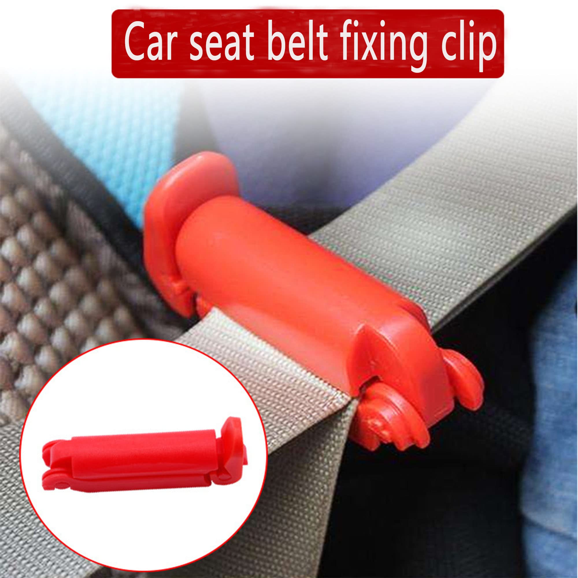 Seat Safety Belt Fitted Slip-Resistant Non Anti-Clip Strap Clamp Clip Suitable for Safety Reinforcement Necessary (Red)