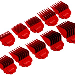 Kaynway for Andis Magnetic Clipper Guards 10PCS, Upgrade Professional Clipper Guard Comb Guides for Andis Master Hair Clippers - 1/16" to 1"(Red)